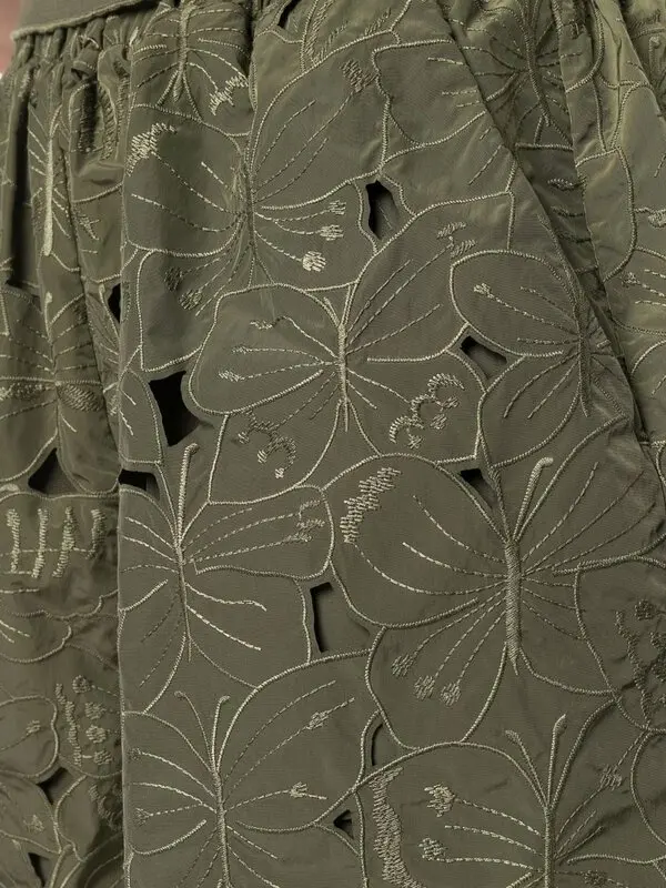 Red Valentino High-waisted Embroidered Shorts - Green