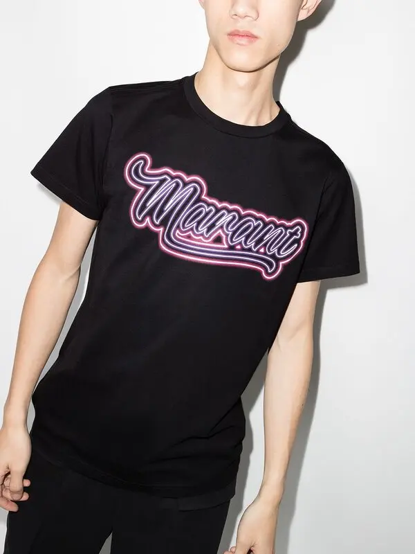 Isabel Marant Neon Sign Logo T-Shirt In Black - 40% Off | Editorialist