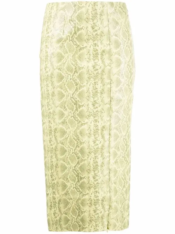 Remain Birger Christensen Snakeskin-print Midi Skirt