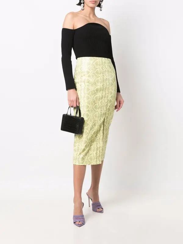 Remain Birger Christensen Snakeskin-print Midi Skirt