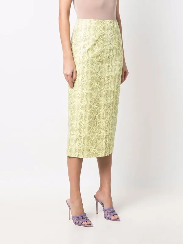 Remain Birger Christensen Snakeskin-print Midi Skirt