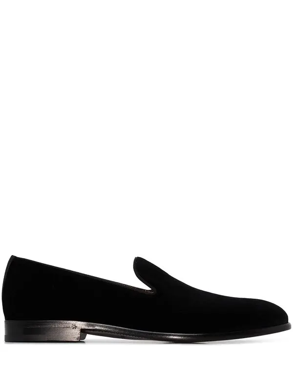 Dolce & Gabbana Leonardo Velvet Slippers - Black