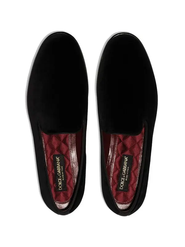 Dolce & Gabbana Leonardo Velvet Slippers - Black