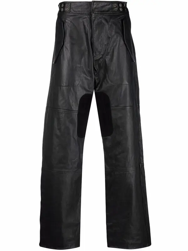 DIESEL® Straight-leg Leather Trousers - Black