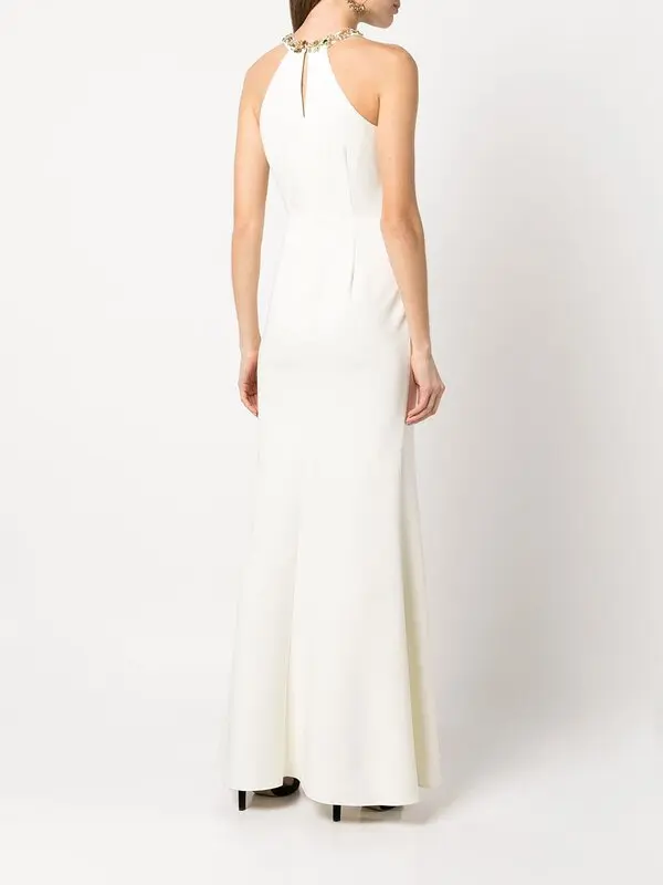 Marchesa Halterneck Sequin Embellishment Gown - White