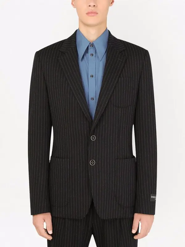 Dolce & Gabbana Pinstriped Single-breasted Blazer - Black