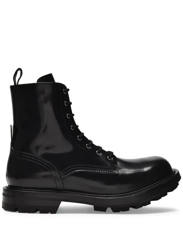 Alexander McQueen High-shine Ankle Boots - Black