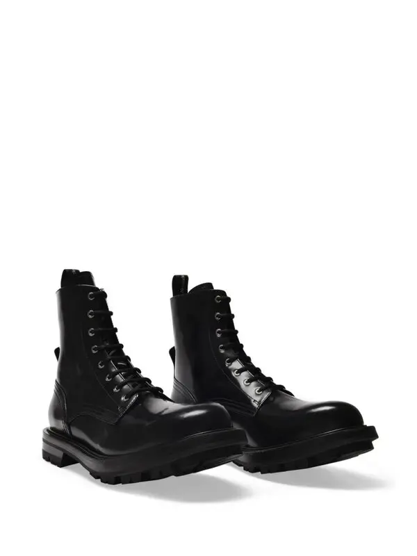 Alexander McQueen High-shine Ankle Boots - Black
