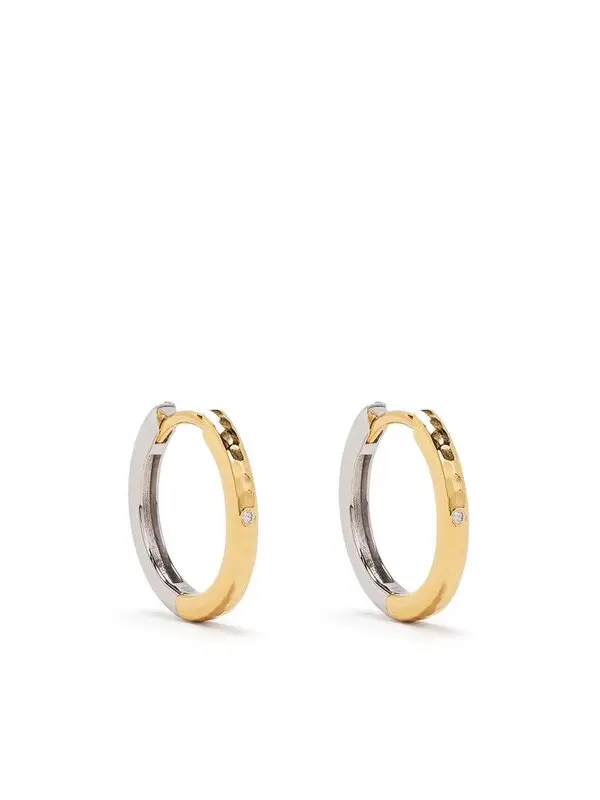 DOWER & HALL Medium Reversible Diamond Huggie Hoops - Gold