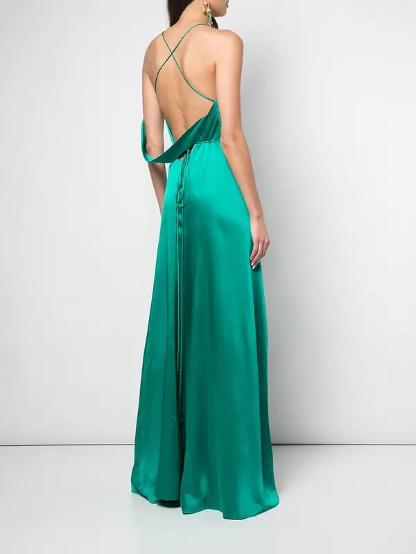 Michelle Mason Strappy Wrap Cowl Gown