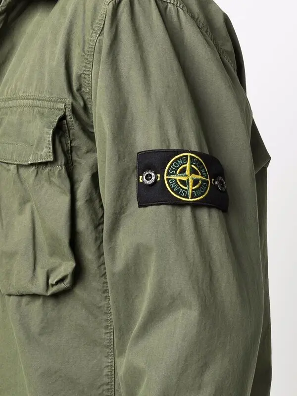 Stone Island Compass-logo Zip-up Shirt Jacket
