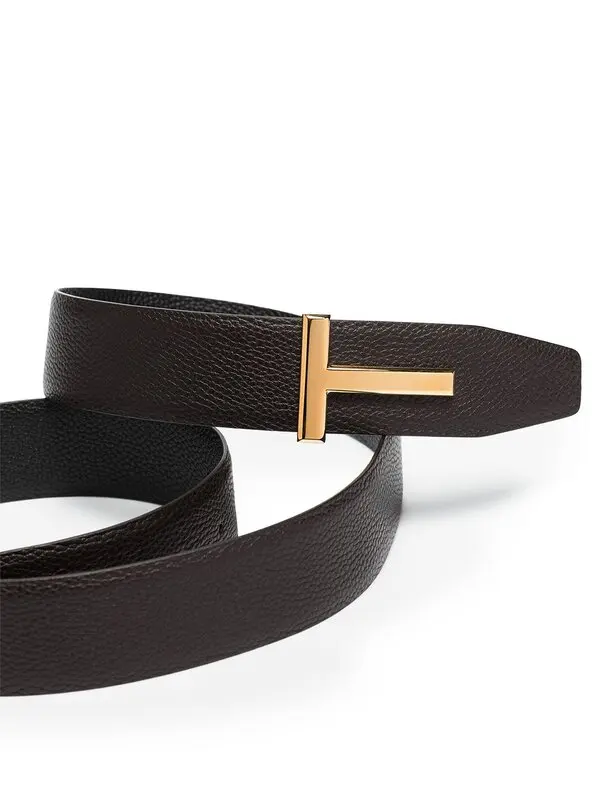 TOM FORD T Logo-buckle Leather Belt