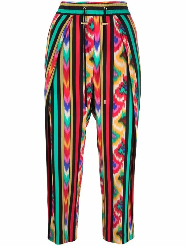 Balmain Abstract-print Silk Trousers