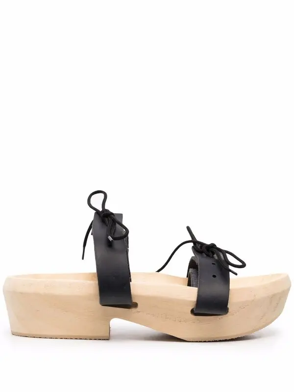 Maison Margiela Wooden Sandals 木製 サンダル Maison Margiela Wooden-Sole Clog Sandals In Black - 70% Off
