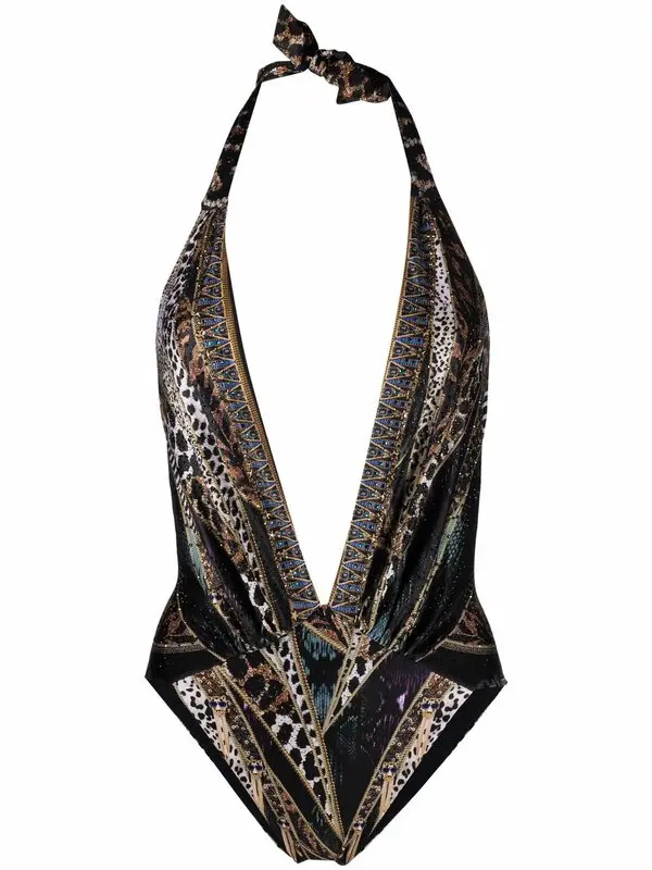 Camilla Lady Tardut-print V-neck Wimuit