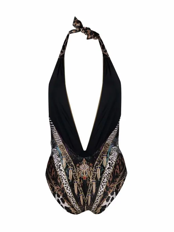 Camilla Lady Tardut-print V-neck Wimuit