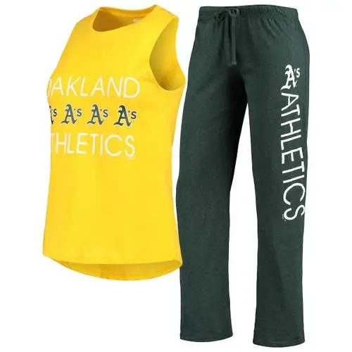 CONCEPTS SPORT Gold Oakland Athletics Meter Muscle Tank Top & Pants Sleep Set - Green