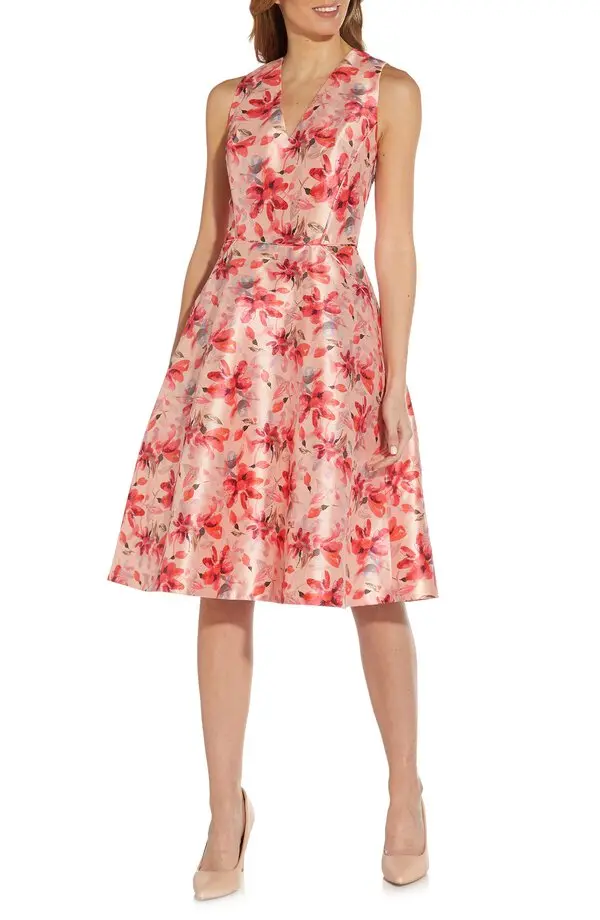 Adrianna Papell Floral Fit & Flare Dress - Blush Multi | Editorialist