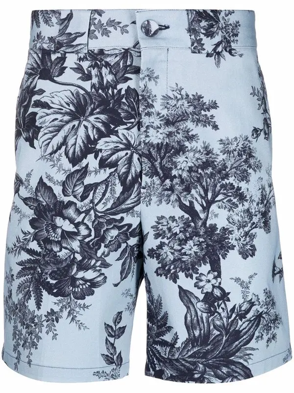 Erdem Floral Print Bermuda Shorts - Blue