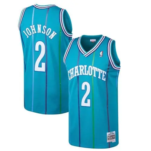 Mitchell & Ness Larry Johnson Charlotte Hornets 1992/93 Hardwood Classics Swingman Jersey - Teal