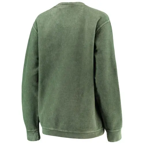 PRESSBOX Green Miami Hurricanes Comfy Cord Vintage Wash Basic Arch Pullover Sweatshirt
