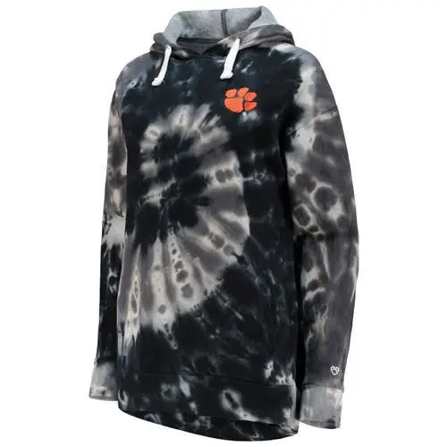 COLOSSEUM Clemson Tigers Tie-dye Oversized Pullover Hoodie - Black
