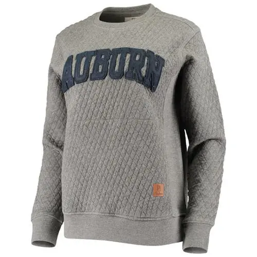 PRESSBOX Heather Charcoal Auburn Tigers Moose Quilted Pullover Sweatshirt