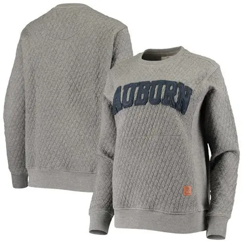 PRESSBOX Auburn Tigers Quilted Pullover Sweatshirt - Heather Gray