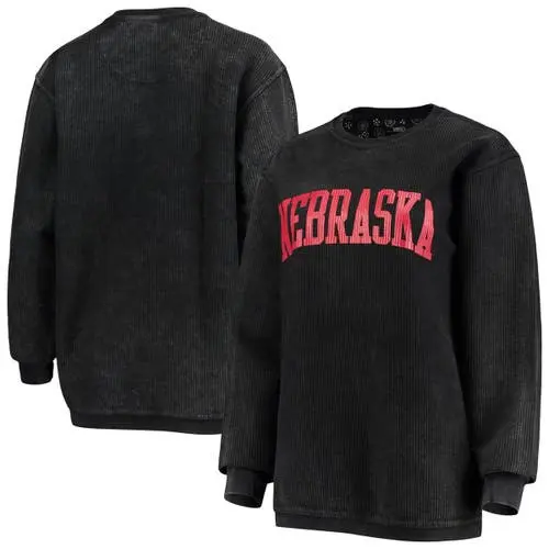 PRESSBOX Nebraska Huskers Comfy Cord Vintage Wash Pullover Sweatshirt