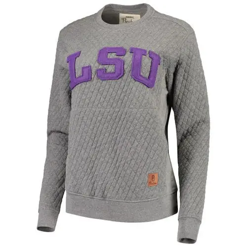 PRESSBOX Lsu Tigers Moose Quilted Pullover Sweatshirt - Heather Gray