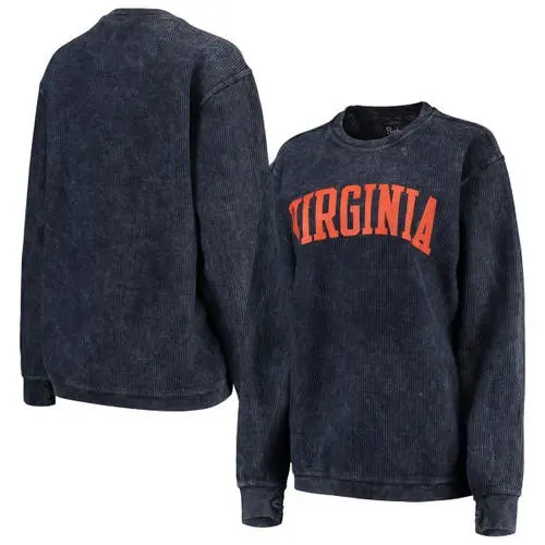 PRESSBOX Virginia Cavaliers Comfy Cord Vintage Wash Basic Arch Pullover Sweatshirt