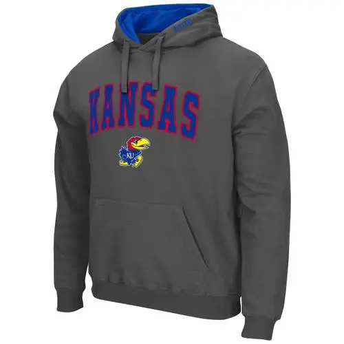 COLOSSEUM Kansas Jayhawks Arch & Logo 3.0 Pullover Hoodie - Charcoal