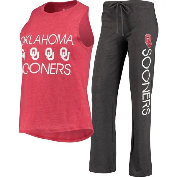 CONCEPTS SPORT Charcoal Oklahoma Sooners Team Tank Top & Pants Sleep Set - Crimson