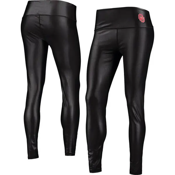 ZOOZATZ Oklahoma Sooners Shine Liquid Leggings - Black