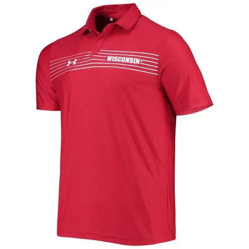 Under Armour Wisconsin Badgers Sideline Chest Stripe Performance Polo