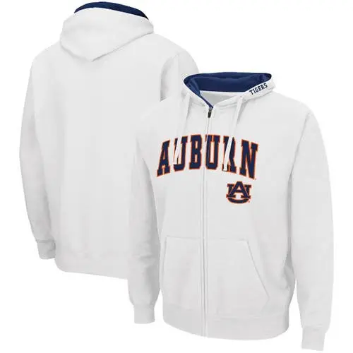 COLOSSEUM Auburn Tigers Arch & Logo 3.0 Full-zip Hoodie - White