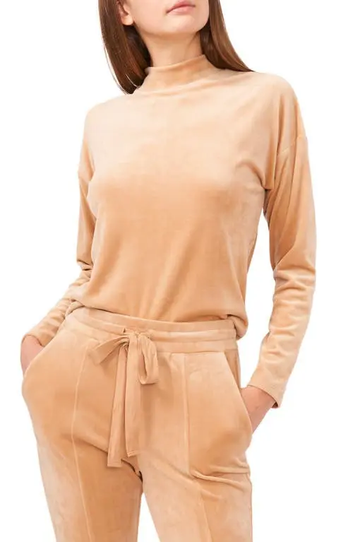 1.State Velour Turtleneck Top - Cappucino