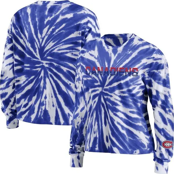 WEAR BY ERIN ANDREWS Montreal Canadiens Tie-dye Long Sleeve T-shirt - Navy