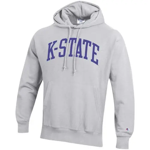 Champion Heathered Gray Kansas State Wildcats Team Arch Reverse Weave Pullover Hoodie