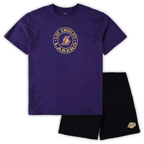 CONCEPTS SPORT Black Los Angeles Lakers Big & Tall T-shirt & Shorts Sleep Set - Purple