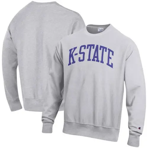 Champion Heathered Gray Kansas State Wildcats Arch Reverse Weave Pullover Sweatshirt