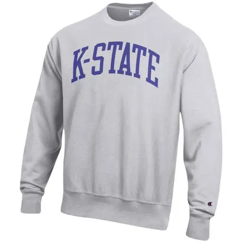 Champion Heathered Gray Kansas State Wildcats Arch Reverse Weave Pullover Sweatshirt