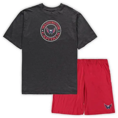 CONCEPTS SPORT Heathe Charcoal Washington Capitals Big & Tall T-shirt & Shorts Sleep Set - Red