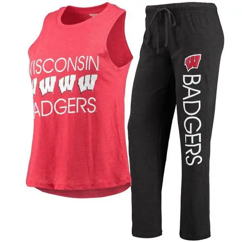 CONCEPTS SPORT Red Wisconsin Badgers Tank Top & Pants Sleep Set - Black