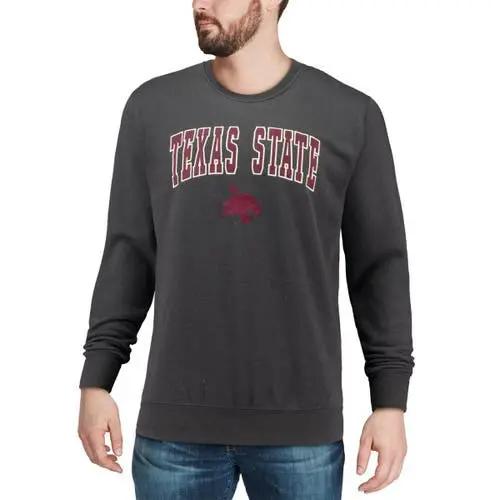 COLOSSEUM Texas State Bobcats Arch & Logo Crew Neck Sweatshirt