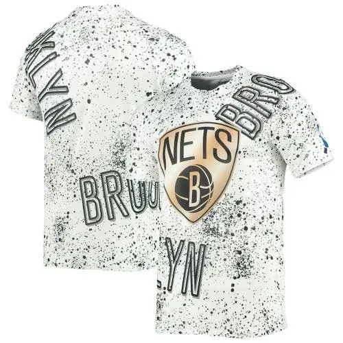 FISLL Brooklyn Nets Gold Foil Splatter Print T-shirt - White