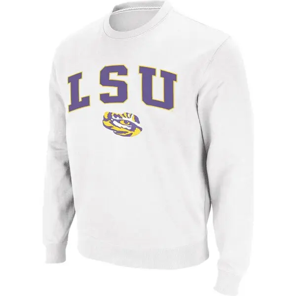COLOSSEUM Lsu Tigers Arch & Logo Crewneck Sweatshirt - White