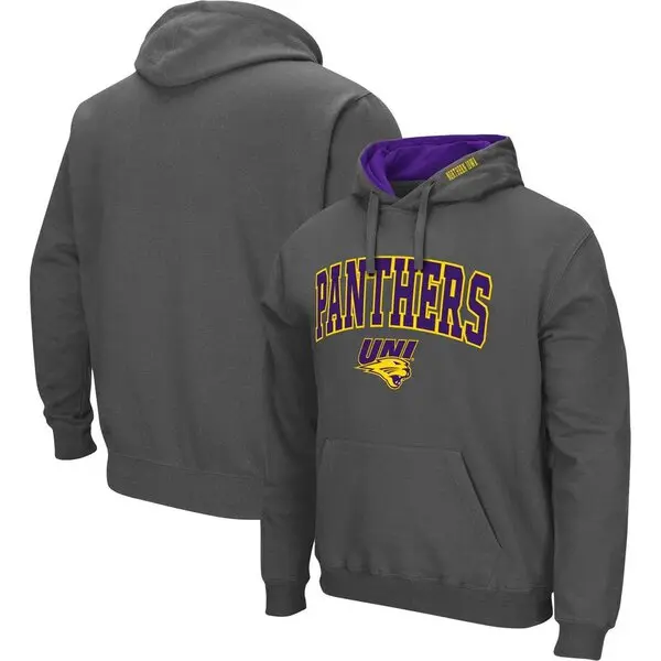 COLOSSEUM Northern Iowa Panthers Arch And Logo Pullover Hoodie - Charcoal
