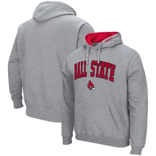 COLOSSEUM Ball State Cardinals Arch & Logo 3.0 Pullover Hoodie - Heather Gray