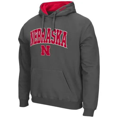 COLOSSEUM Nebraska Huskers Arch & Logo 3.0 Pullover Hoodie - Charcoal